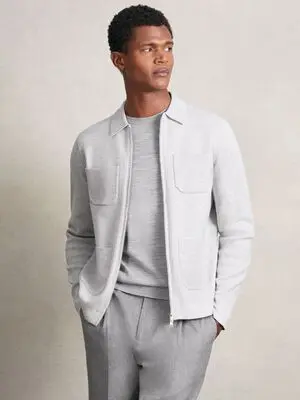 REISS Four-pocket Zip-through Cardigan