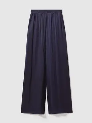 REISS Satin Elasticated Waist Wide Leg Trousers
