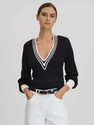 REISS Tammy Crochet Jumper