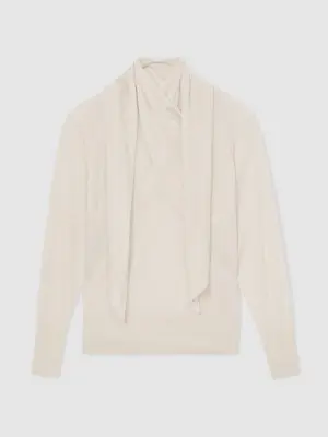 REISS Wool Scarf-tie Draped Jumper