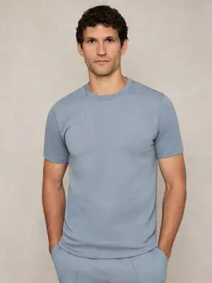 REISS Premium Interlock Crew-neck T-shirt Blue
