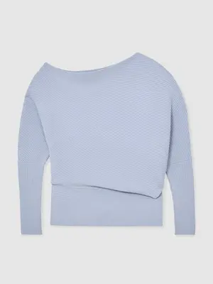 REISS Asymmetric Draped Knitted Jumper