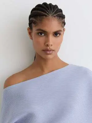 REISS Asymmetric Draped Knitted Jumper