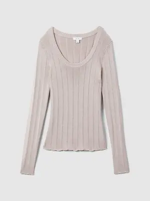 REISS Sierra Scoop Neck Knitted Top