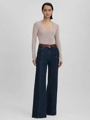 REISS Sierra Scoop Neck Knitted Top