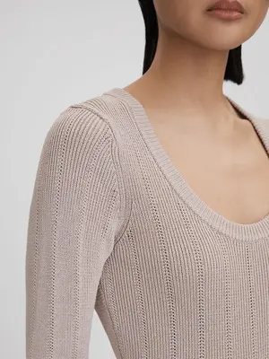 REISS Sierra Scoop Neck Knitted Top
