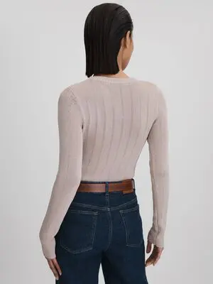 REISS Sierra Scoop Neck Knitted Top