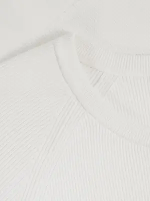 REISS Ribbed Knit Crew T-shirt - White