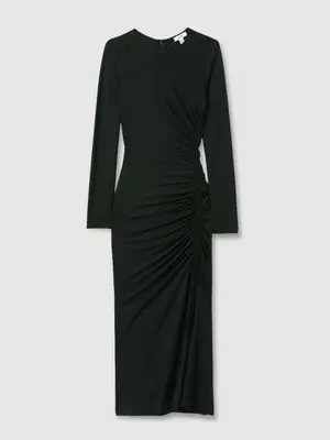 REISS Jersey Ruched Midi Dress