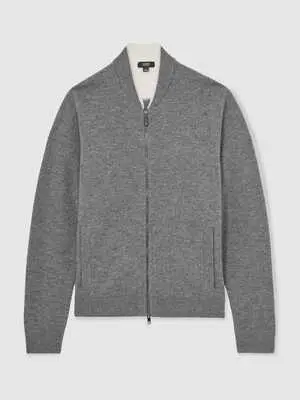 REISS Merino-wool Zipped Bomber Cardigan
