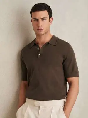 REISS Merino Wool Short-sleeve Polo Shirt