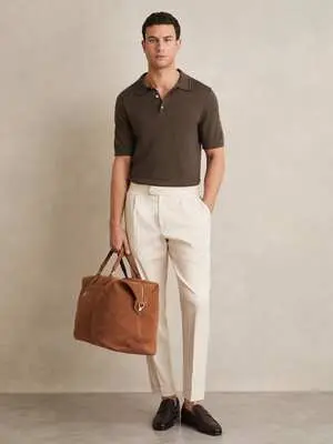 REISS Merino Wool Short-sleeve Polo Shirt