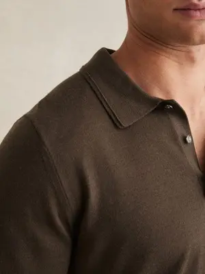 REISS Merino Wool Short-sleeve Polo Shirt