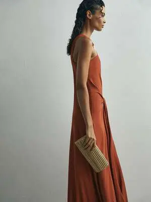 ATELIER Hardware-detail Draped Maxi Dress - Brown