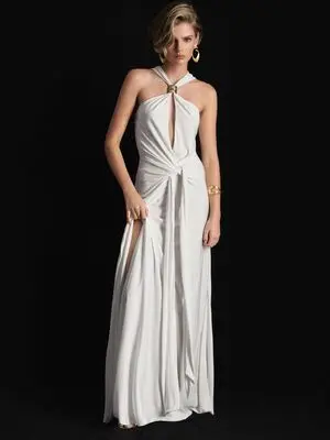 ATELIER Hardware-detail Draped Maxi Dress - Ivory