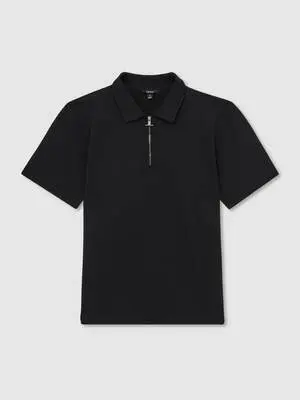 REISS Textured Half-zip Polo Shirt