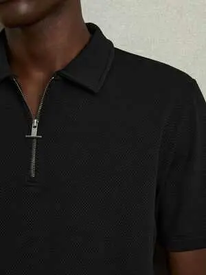 REISS Textured Half-zip Polo Shirt