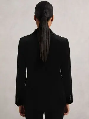 REISS Velvet Single-breasted Peak Lapel Blazer