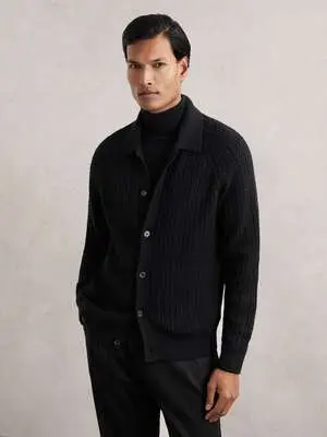REISS Cable-knit Cardigan With Wool