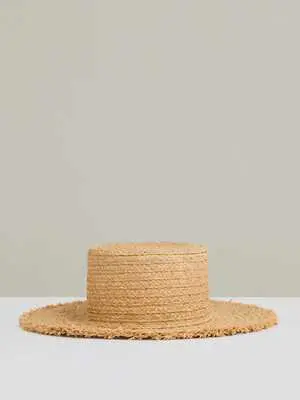 REISS Paper Woven Straw Boater Hat