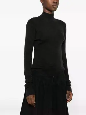 GANNI Ribbed-knit High-neck Sweater