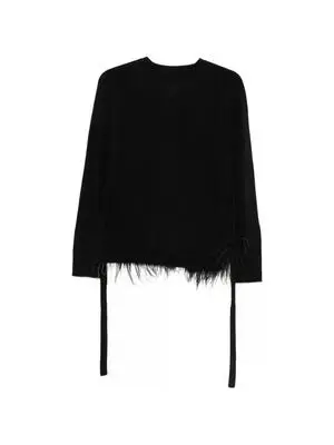 P.a.r.o.s.h Feather-trim Cardigan - Black