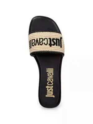 Just Cavalli Logo-embroidered Woven Slides