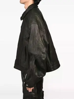 FILTH Zip-up Panelled Leather Biker Jacket