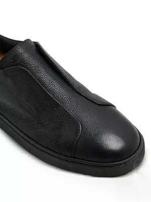 Santoni Grainy Leather Slip-on Sneakers
