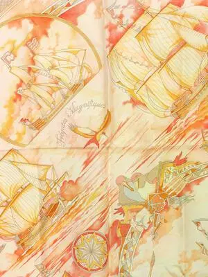 Hermès 2000-2024 Fregates Magnifiques Silk Scarf 90 Scarves - Orange