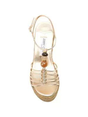 JIMMY CHOO Tone Bead-embellished Wedge Sandals