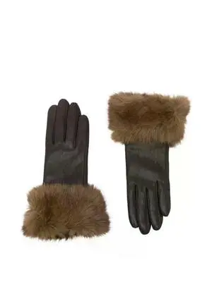 Apparis Faux-fur Trim Gloves - Brown