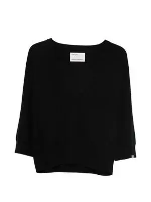 Extreme Cashmere Cashmere V-neck Three-quarter Sleeve Sweater - Black