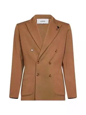 LARDINI Double-breasted Peak-lapel Blazer - Brown