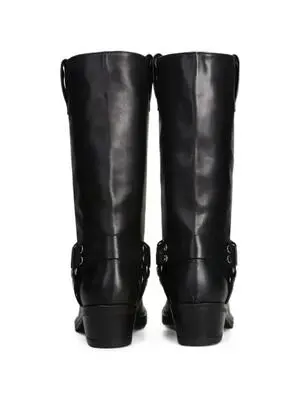 JULIE DEE Harness Square-toe Biker Boots