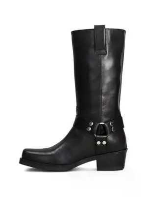 JULIE DEE Harness Square-toe Biker Boots