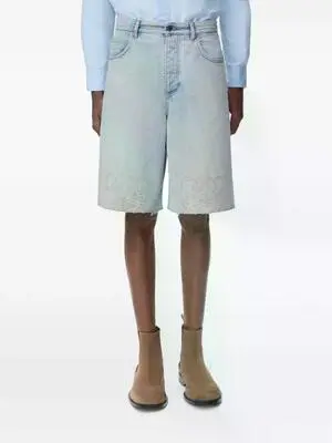 Loewe Anagram Shorts In Denim - Blue