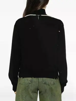 Mihara Yasuhiro Distressed Pearl-embellished Sweater