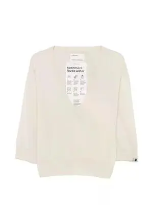 Extreme Cashmere V-neck Three-quarter Sleeve Sweater - Neutrals