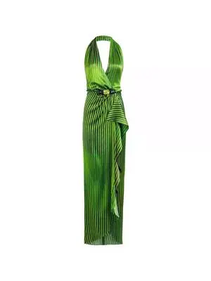 Silvia Tcherassi Striped Ruffled Midi Dress - Green