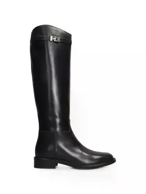 JULIE DEE Buckle-detail Leather Boots - Black