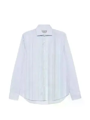Canali Vertical-stripe Long-sleeve Shirt - Blue