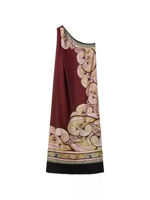 La DoubleJ Silk Twill Kells Swirl Maxi Dress - Red