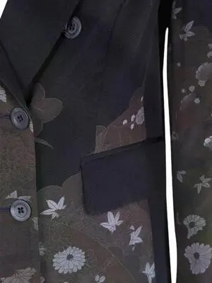 IBRIGU Double-breasted Floral Print Silk Blazer
