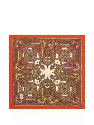 Saint Laurent Square Scarf In Paisley Silk Twill - Orange