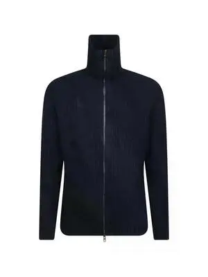 Tagliatore Ribbed-knit Zip-up Cardigan - Blue