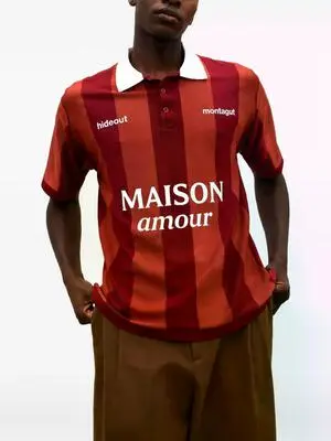 MAISON HIDEOUT Logo-print Striped Polo Shirt - Red