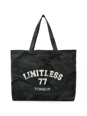 STUDIO TOMBOY Camouflage-print Logo-print Tote Bag - Grey