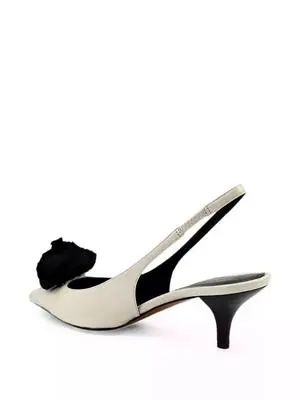 MADISON MAISON Instinya Flower-embellished Leather Slingback Pumps