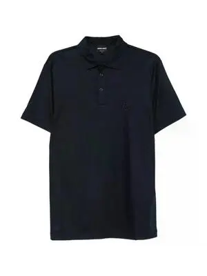 Giorgio Armani Logo-embroidered Polo Shirt - Blue